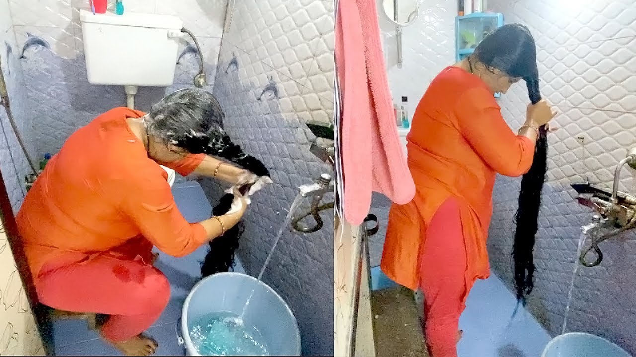 ASMR Hair Washing & Shampooing| How to Wash Very Long Hair At Home ...