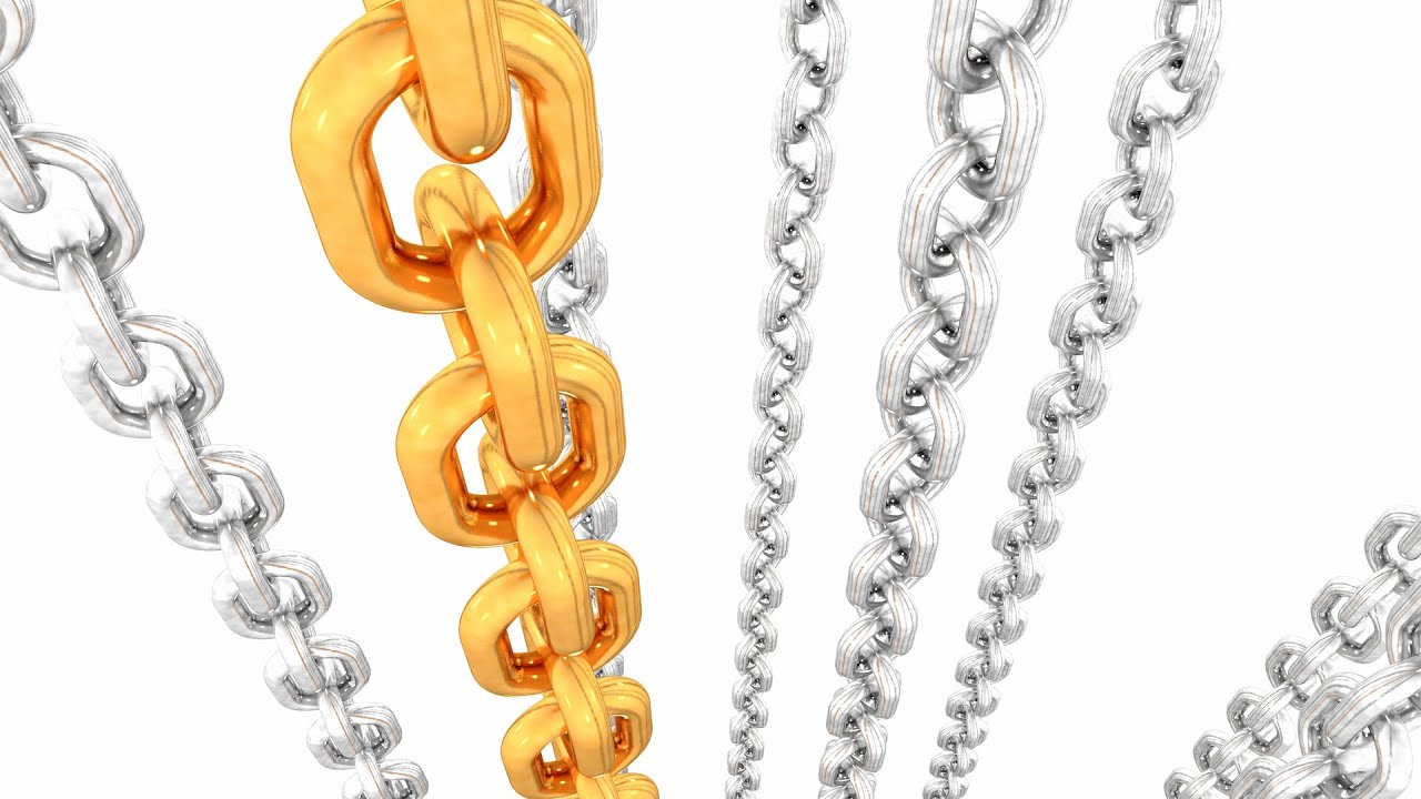 Abstract Shiny Metal Chains Rising with Golden Chain in Front 4K 60fps ...
