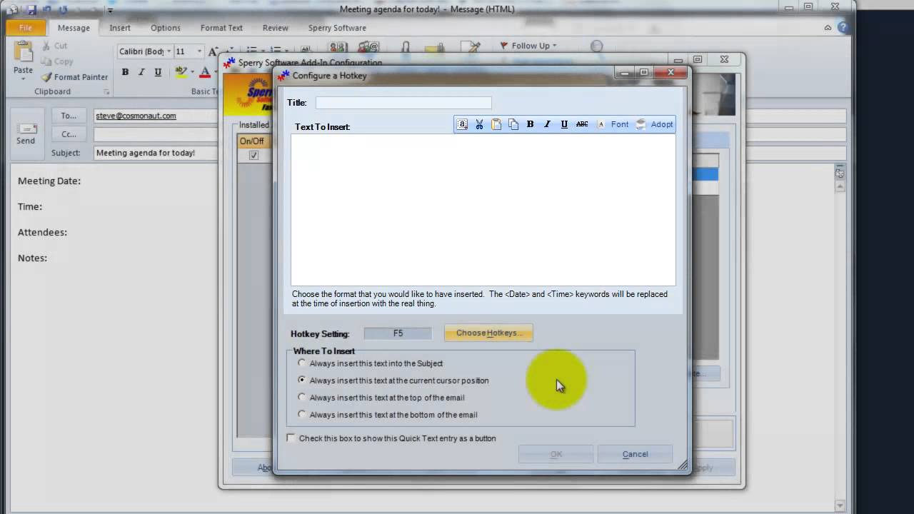 Quick Text Hotkeys Add-In for Outlook - v5.1 - YouTube