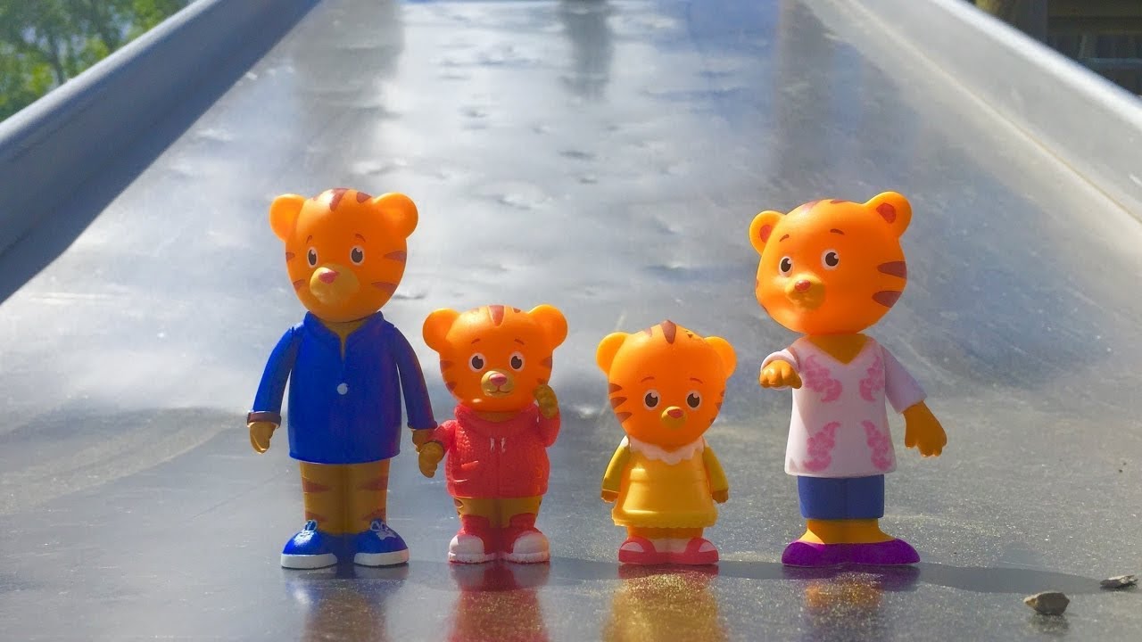 Huge PLAYGROUND SLIDE with DANIEL TIGERS NEIGHBOURHOOD Toys! - YouTube