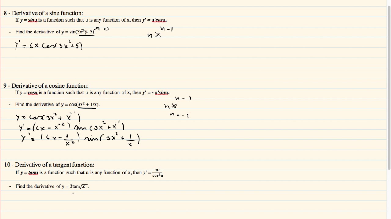 Differentiation Rules PART 4 Trigonometric Functions Sine Cosine