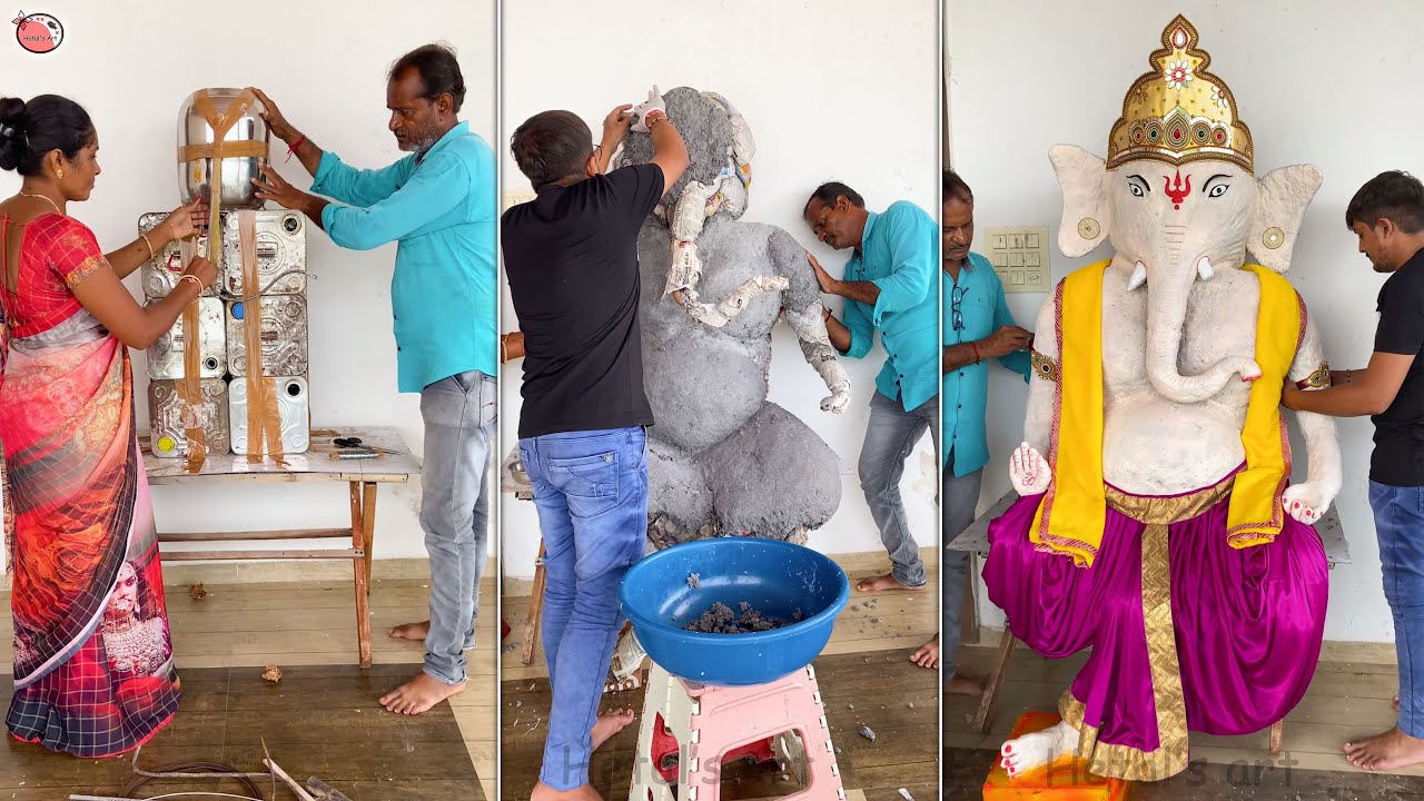 Newspaper Ganesha making || Using Old Oil tin Can || Ganesh chaturthi ...