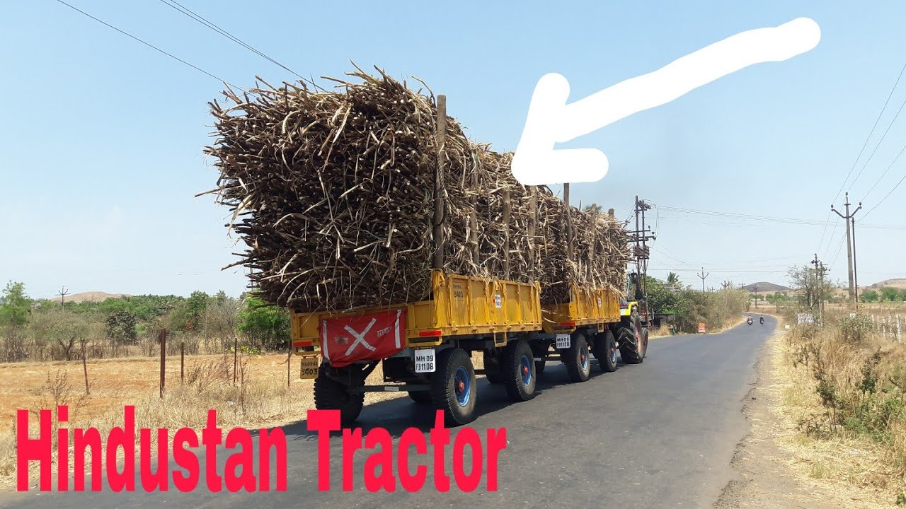 HINDUSTAN TRACTOR pulling hevy loaded sugar cane trolley - YouTube