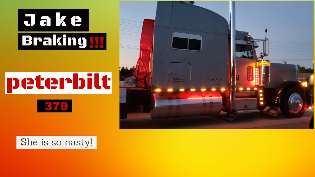 Straight pipe Peterbilt 379 with Jake brake! - YouTube