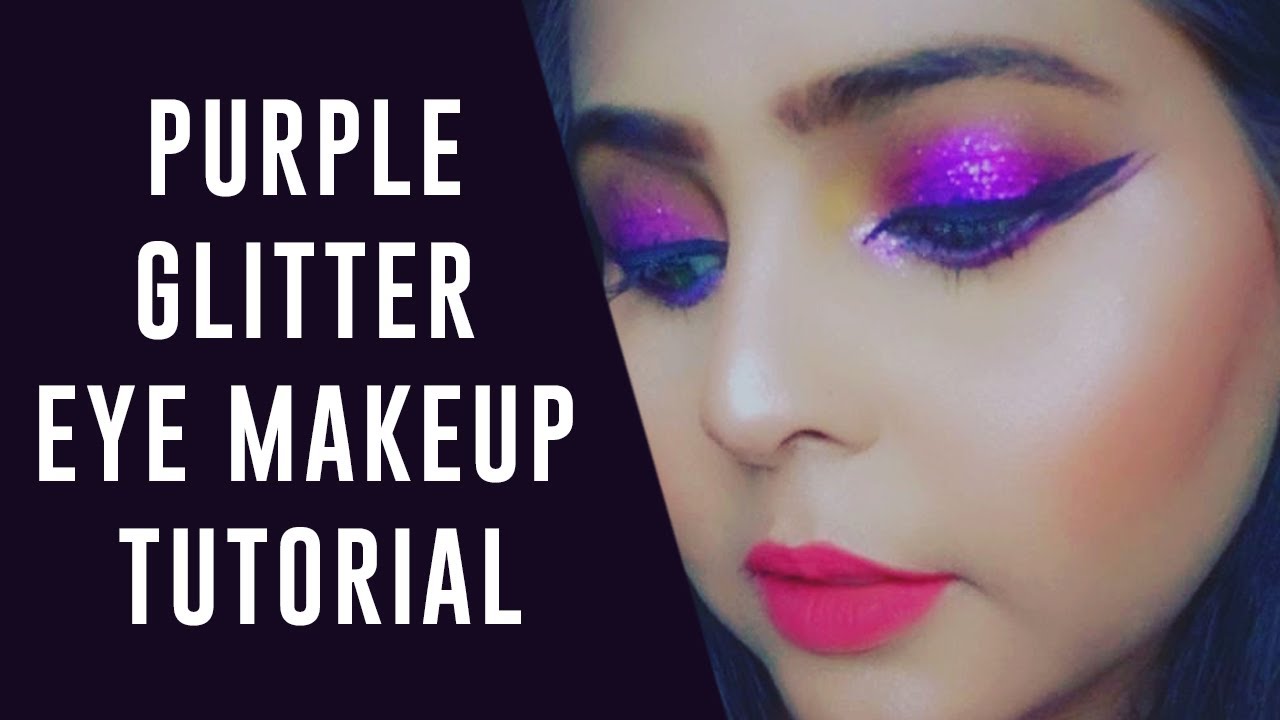 Purple Glitter Eye Makeup Tutorial - YouTube