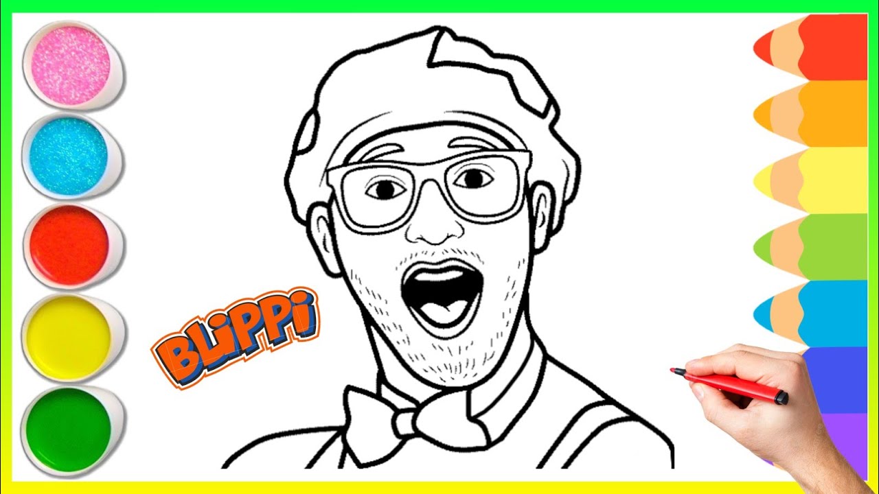 Coloring Fun Blippi - Easy Drawing Blippi Coloring For Kids - YouTube