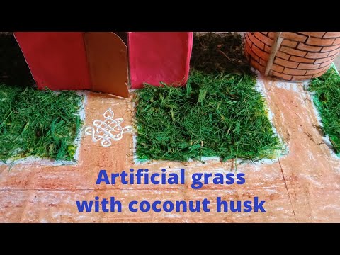 Artificial grass DIY/Grass with coconut husk - YouTube