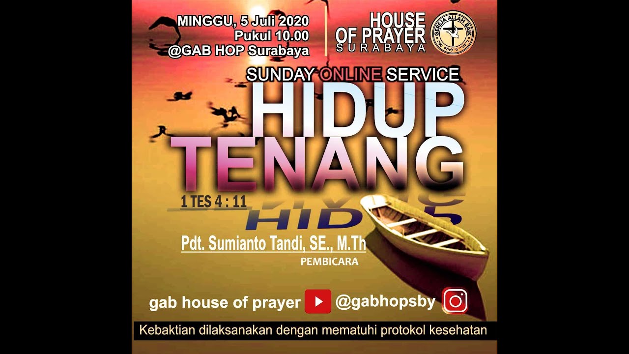 IBADAH RAYA ONLINE 05.07 2020 IHidup Tenang I Pdt. Sumianto Tandi - YouTube