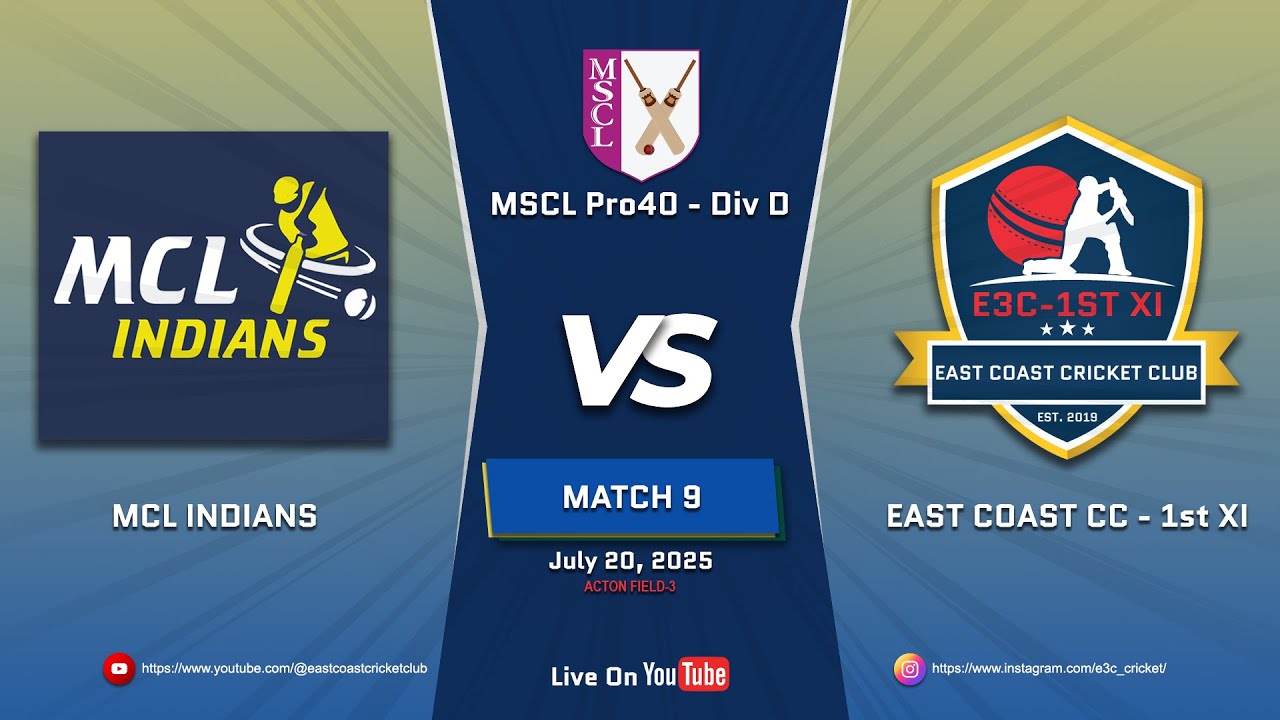 MSCL Pro40 Div-D: MCL Indians vs E3C 1st XI - YouTube
