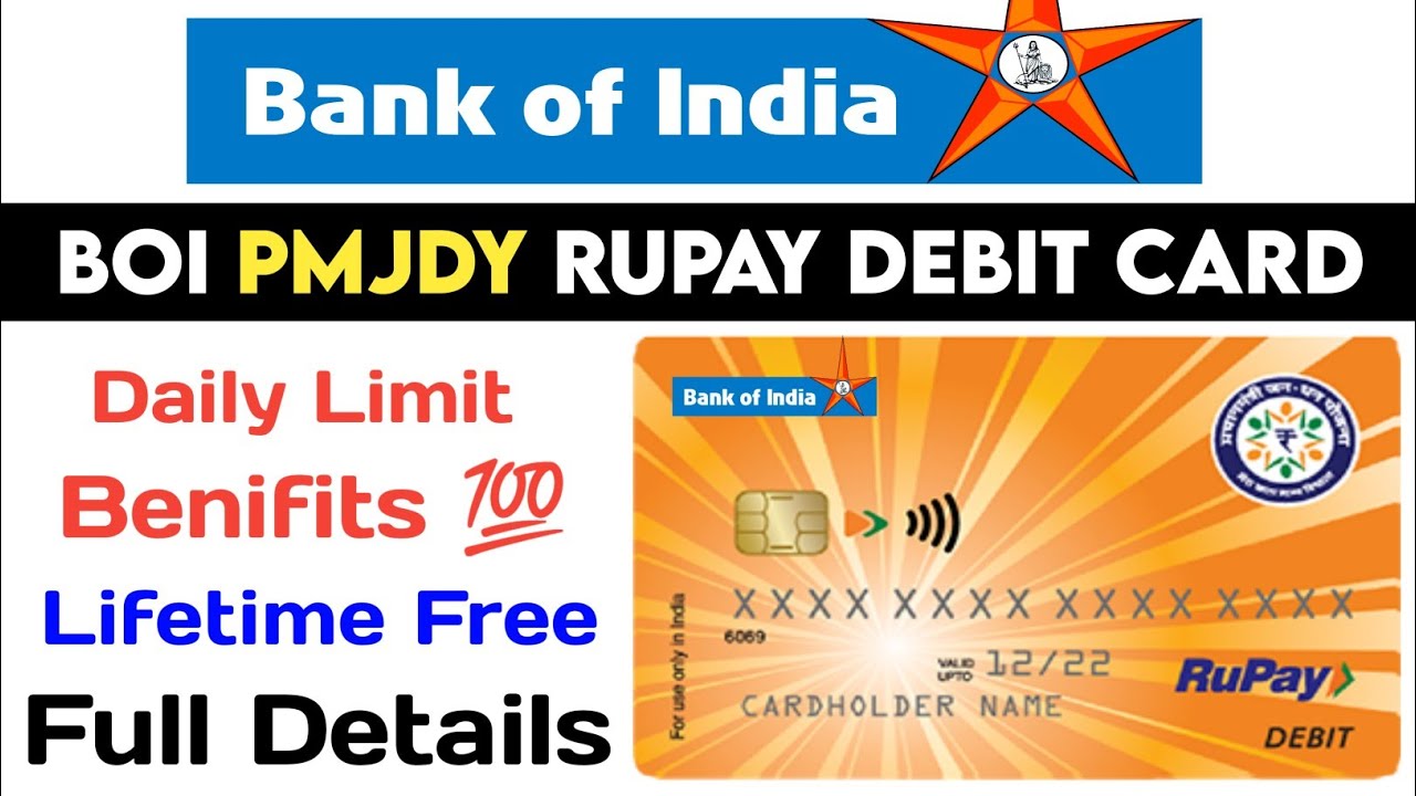 Bank Of India Pm Jan Dhan Rupay Debit Card । Boi Pmjdy Atm Card Limit ...