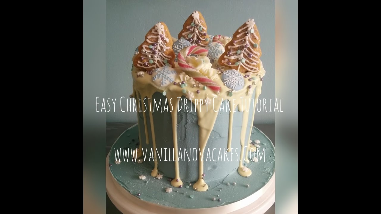 Easy Christmas Drip Cake Tutorial - YouTube