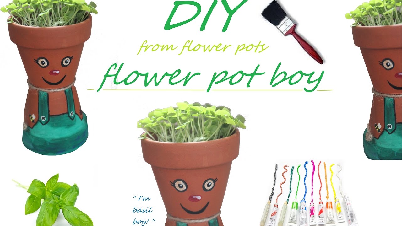DIY | flower pot boy | flower pot - YouTube