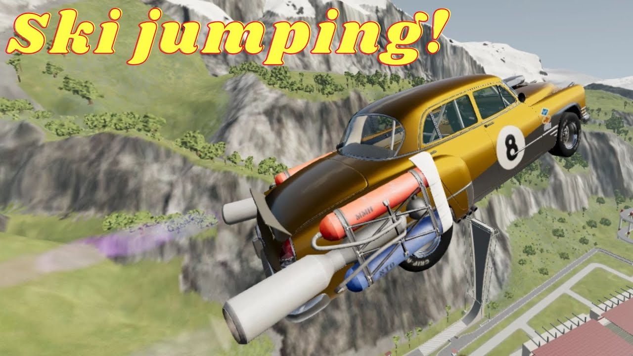 Ski jump, double two! Beamng drive #11 @luckyonetwo - YouTube