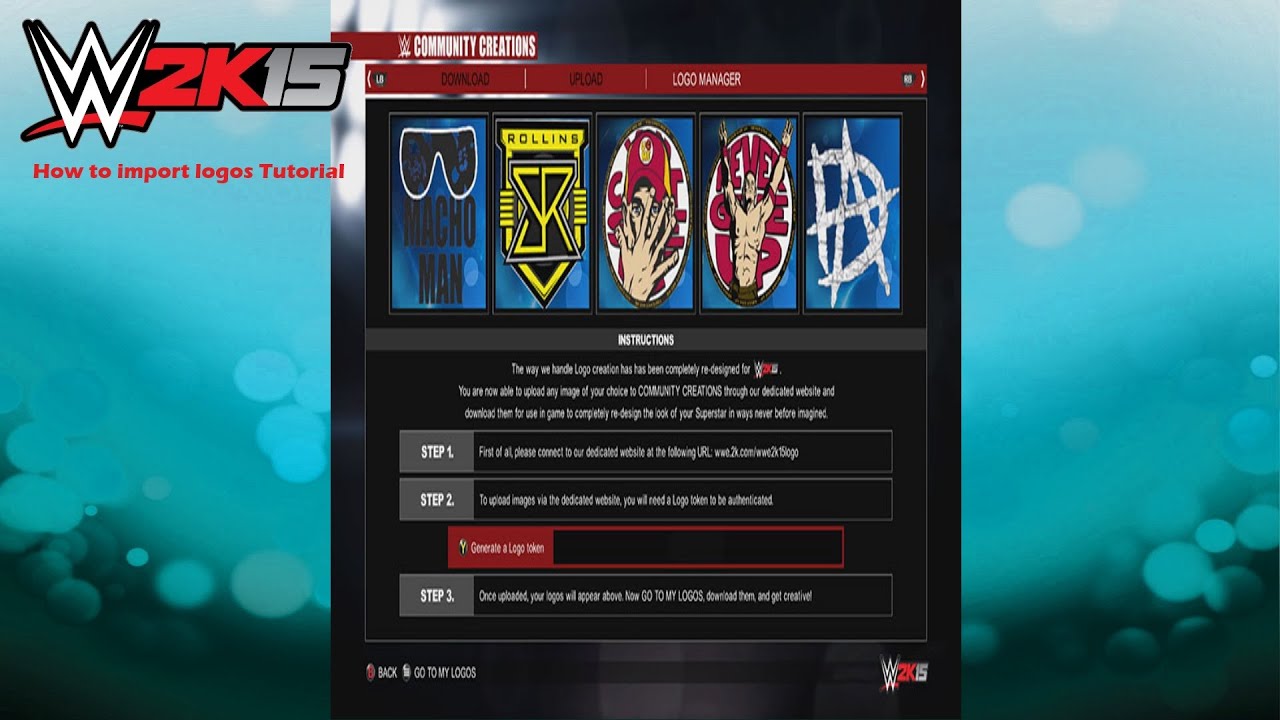 WWE 2K15:How to logo import your logos tutorial - YouTube