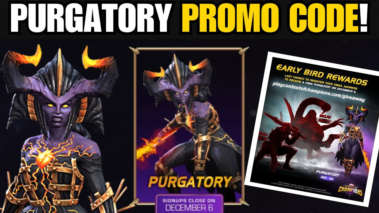 LAST DAY TO SIGN UP FOR PURGATORY PROMO CODE! | MCOC PROMO CODE ...