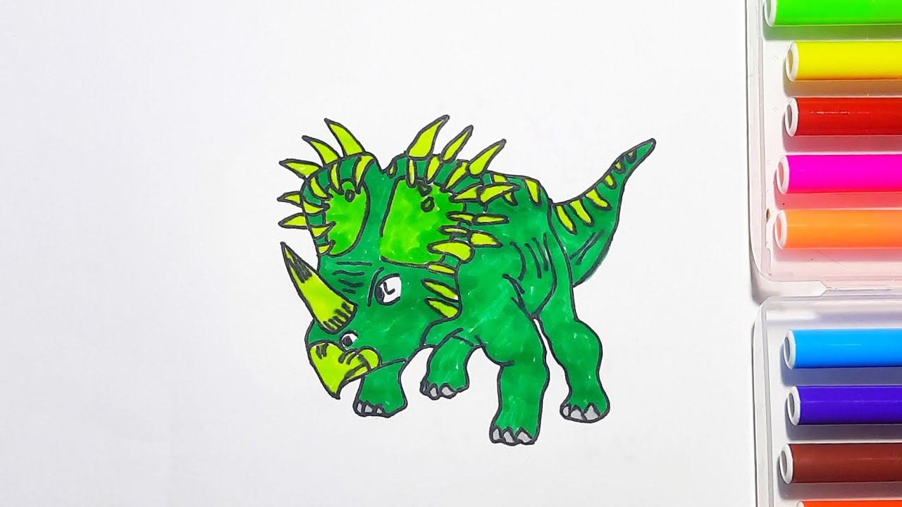Menggambar dan mewarnai pentaceratops, dinosaurus | Draw and coloring ...