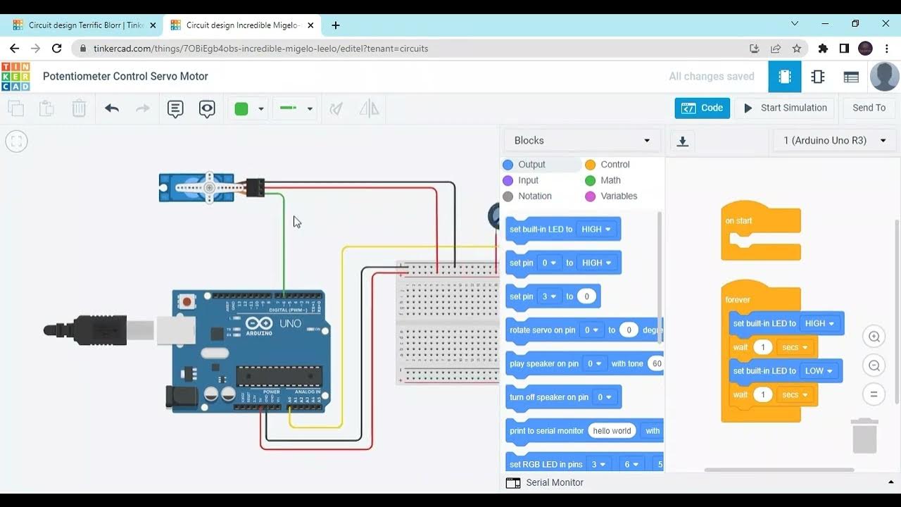 Potentiometer Control Servo Motor Using Arduino At Tinkercad Arduino