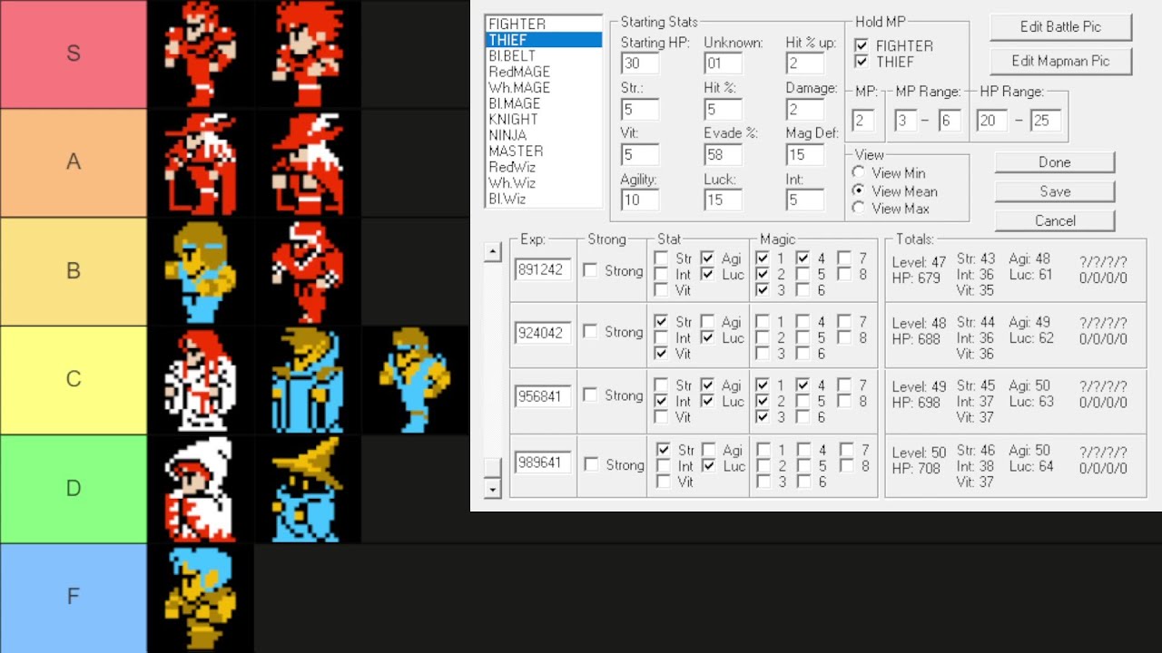 Final Fantasy 1 NES Character Class Tier List (for casual play) - YouTube