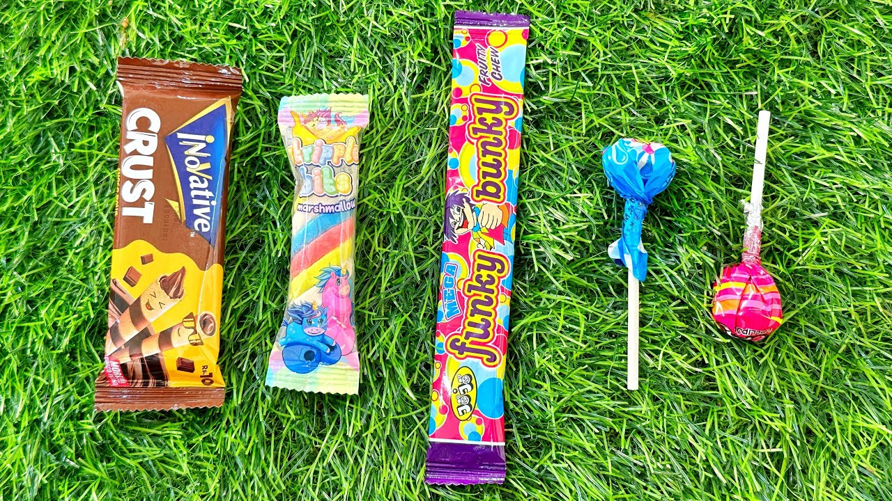 Funky Bunky Chews | Yummy Rainbow Crust Candies and Lollipops Unpacking ...