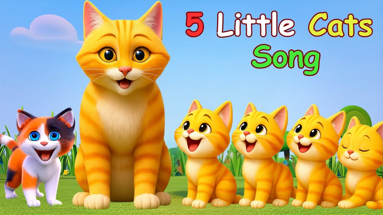 5 Little Cats | Cute Sing Along Counting Song for Kids | La250525 - YouTube