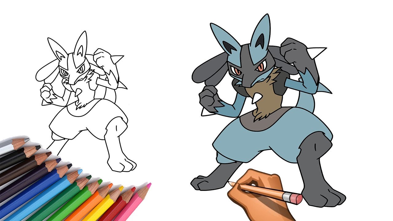 HOW TO DRAW LUCARIO FROM POKEMON - YouTube