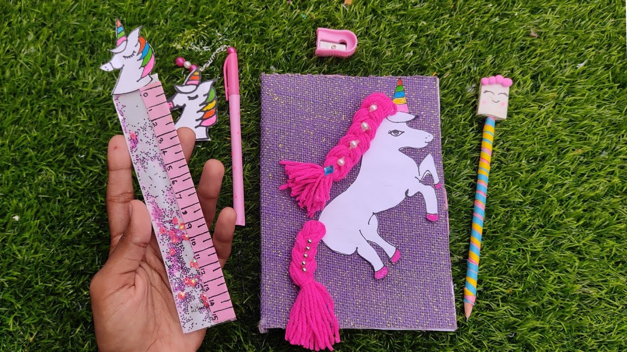 DIY Homemade Unicorn Stationery set / back to school craft/ School ...