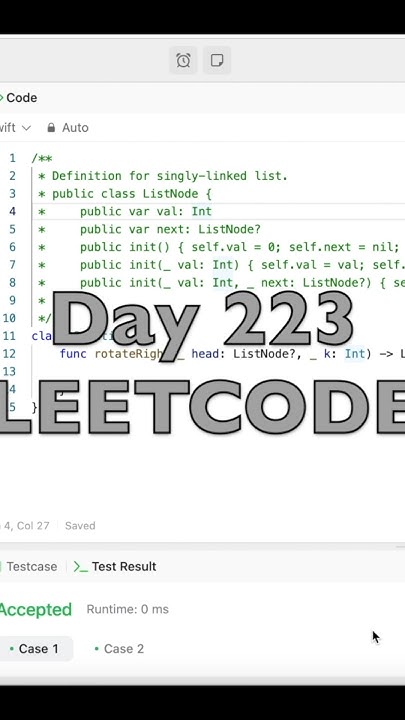 Day 223 Leetcode Problem 61 Swift Daily Challenge Swiftui