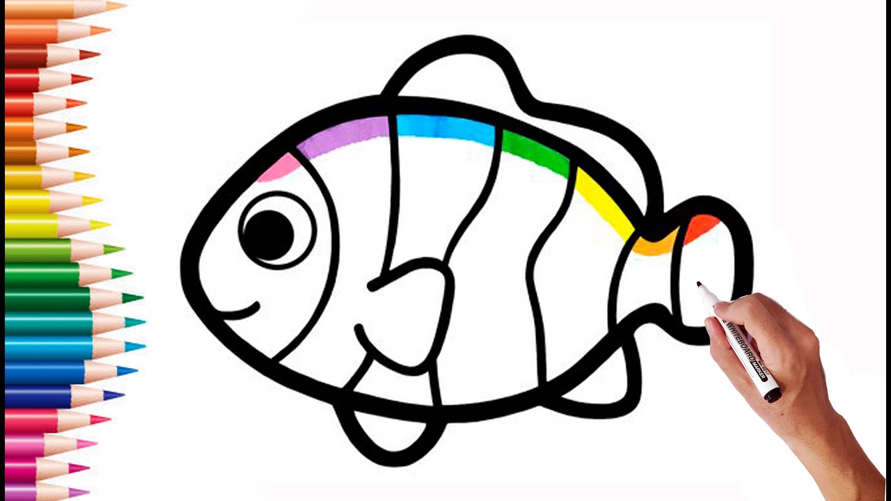 How To Draw A Fish 🐟 Drawing And Coloring a cute Rainbow Fish 🐟 🌈 ...