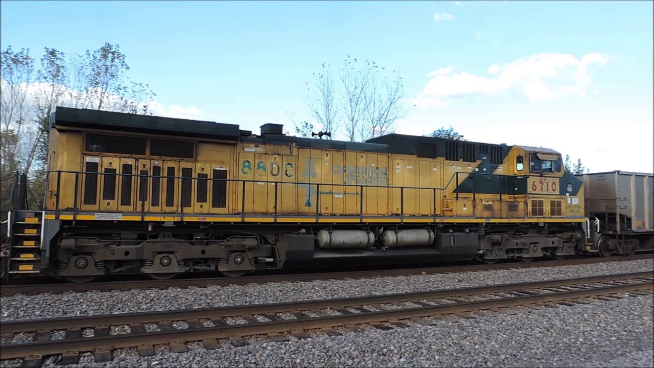 UP coal train west with a patched CNW UP 6710 ex CNW 8808 - YouTube