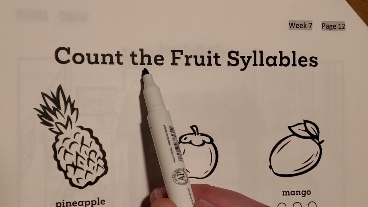 Count the Fruit Syllables (Week 7 page 12) - YouTube