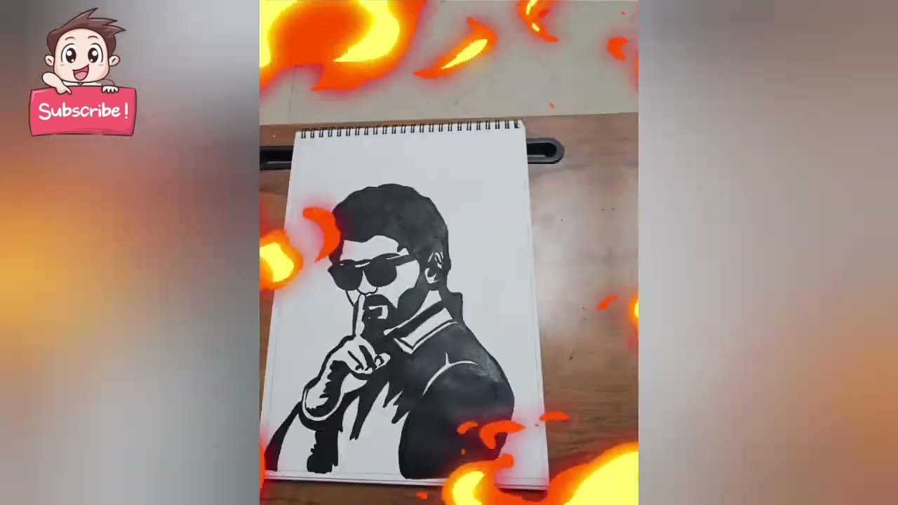 how to draw thalapathy vijay 😎 ||thalapathy ||how to draw ||vaathi ...