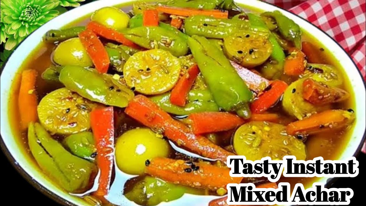 |Instant Mix Achar Recipe | Mix Pickle Recipe | Lemon Gajar Hari Mirch ...