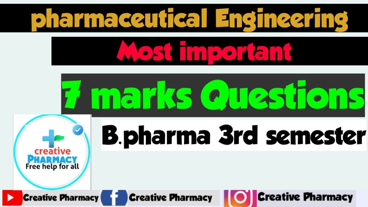Pharmaceutical engineering most important questions || b pharma 3rd ...