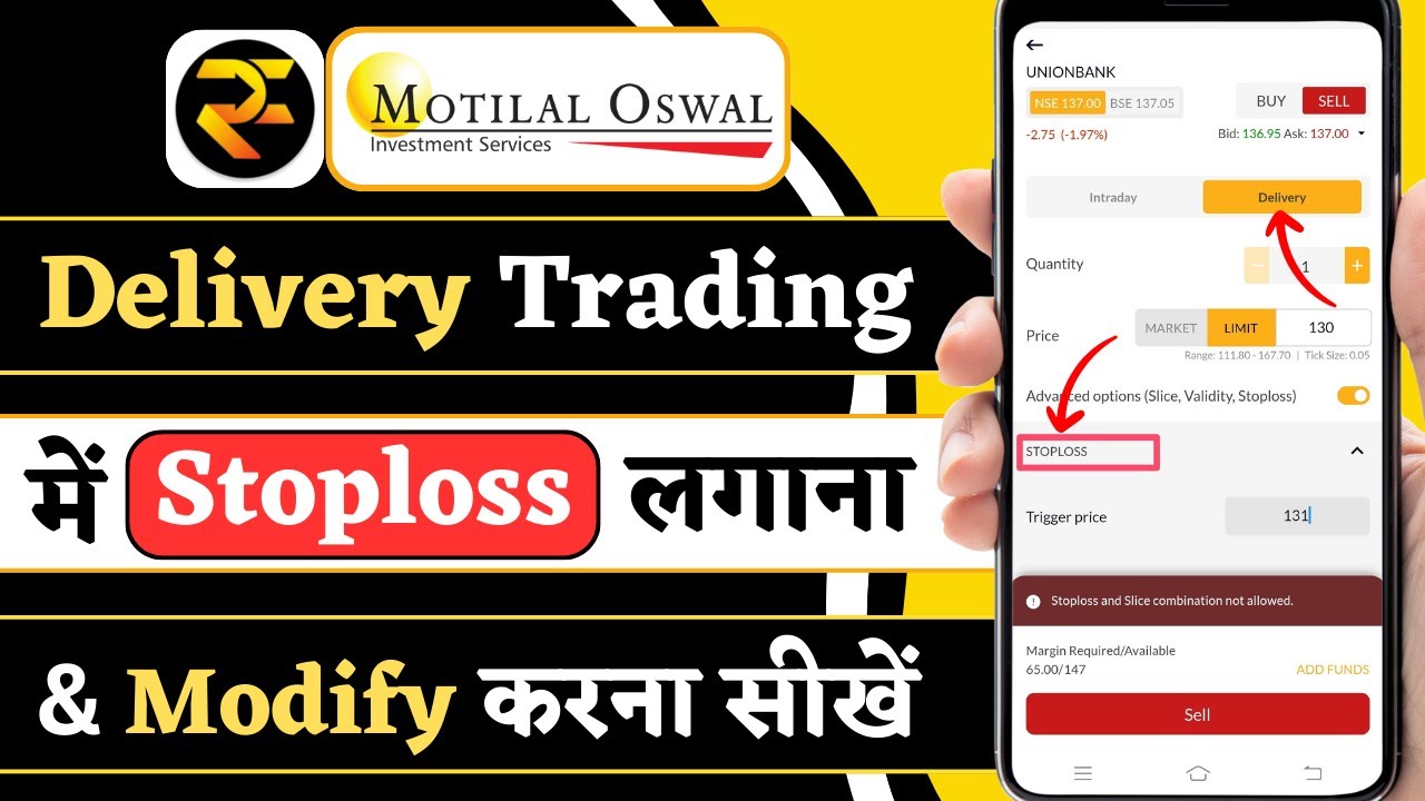 Motilal oswal delivery me stop loss kaise lagaye | MO Rise app me ...