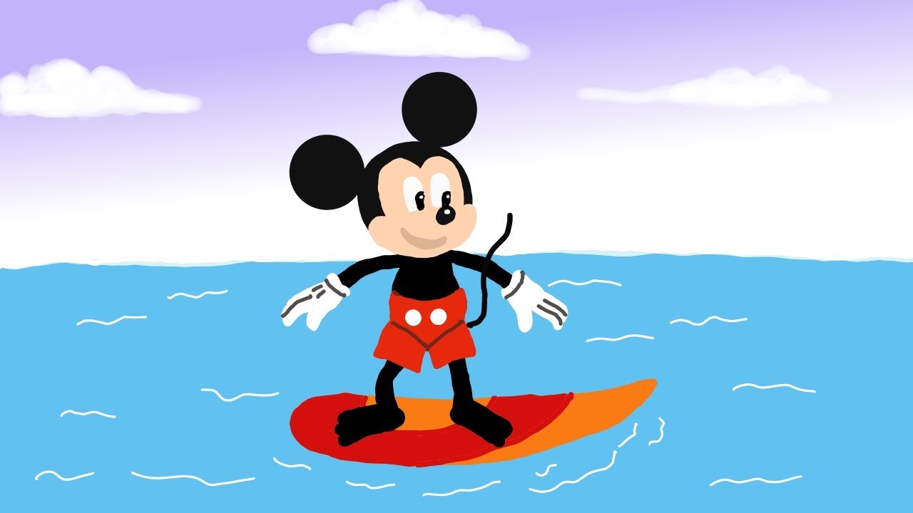 Mickey Mouse Clubhouse Surfing in The Sea || Doodle Drawing Art - YouTube