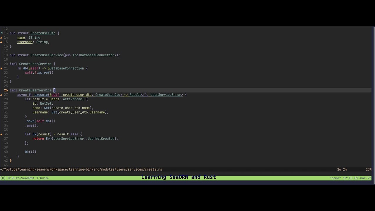 Just Learning [0010] (Rust, SeaORM, and PostgreSQL) - YouTube