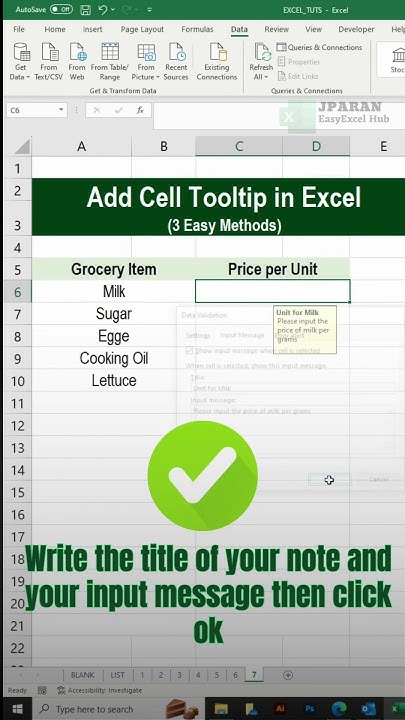 Add Cell Tooltip in Excel (3 Easy Methods) - YouTube