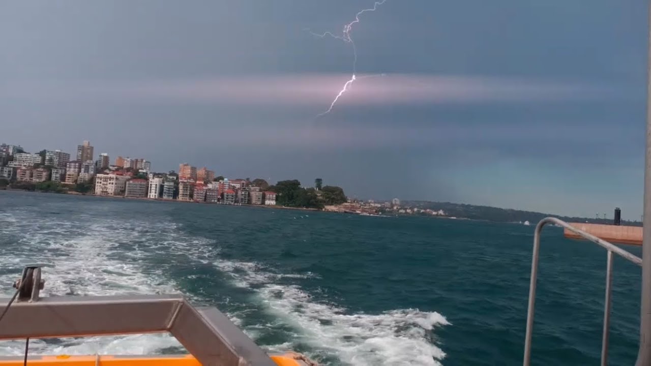Severe thunderstorm on ferry ride from Manly to Sydney CBD, close ...