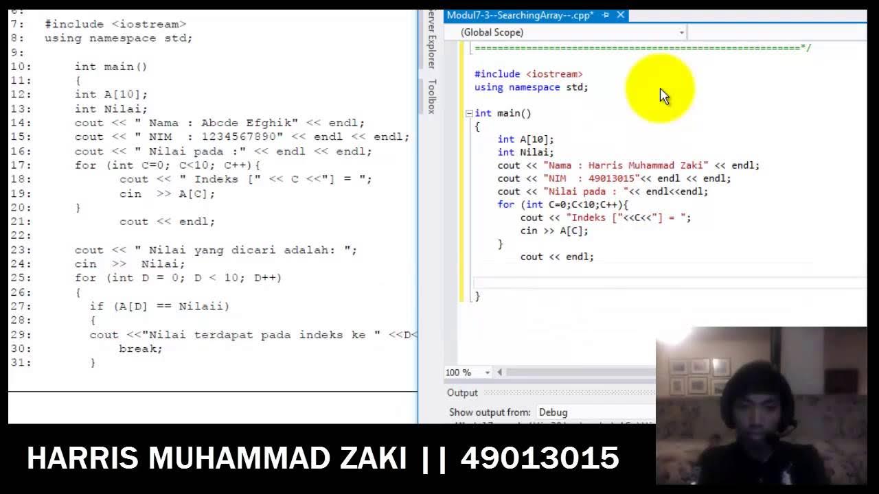 Pencarian Nilai pada Array dengan menggunakan Pemrograman C++ - YouTube