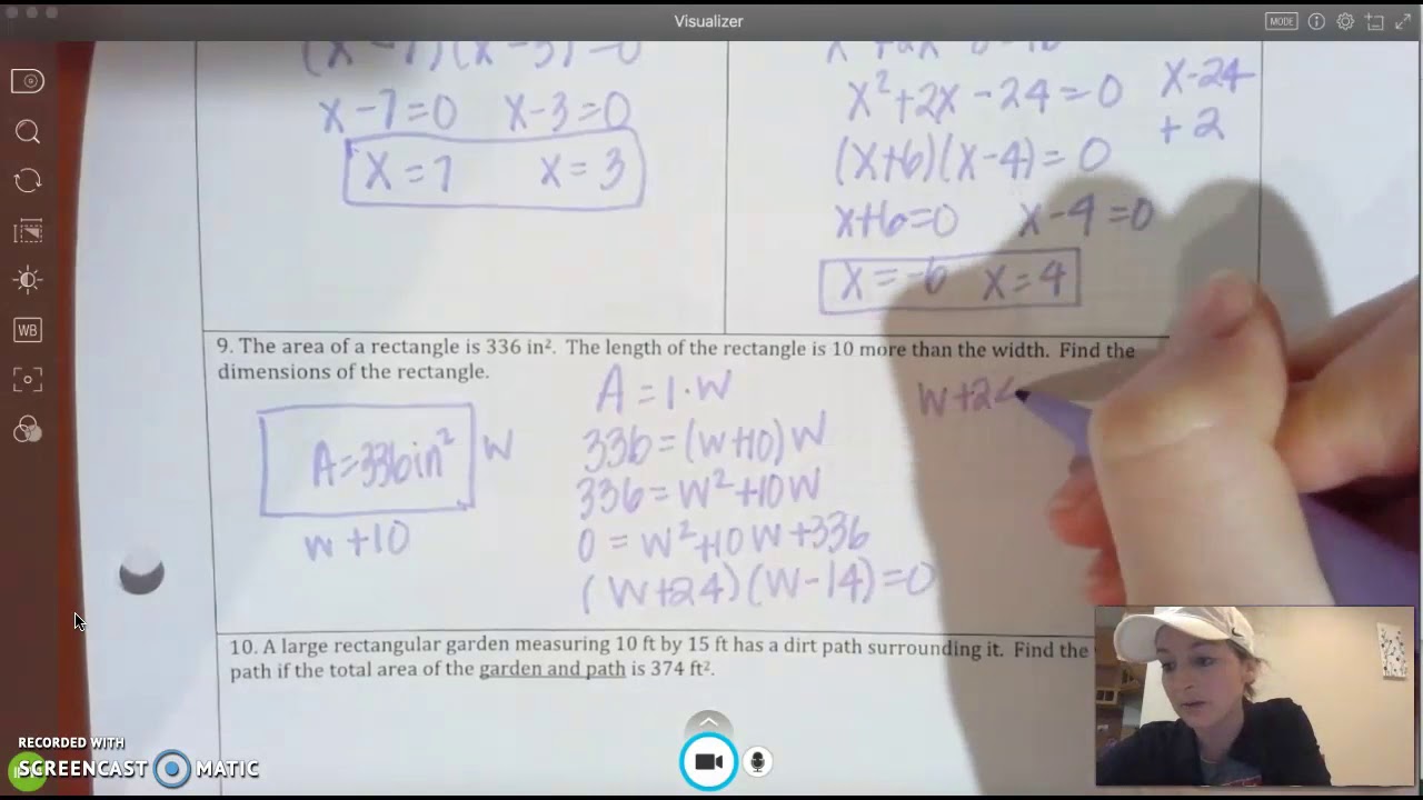 Quadratic Application Problems (Part 2) - YouTube