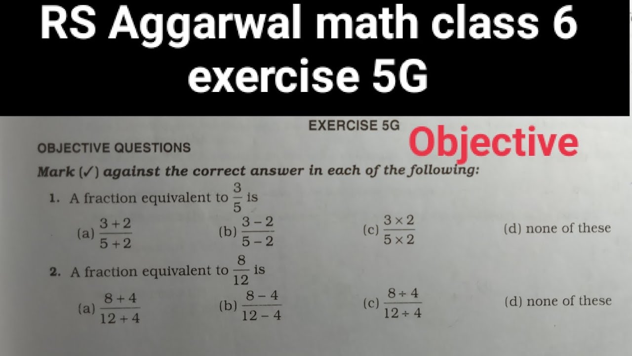RS Aggarwal math class 6 exercise 5G solutions ।। Class 6 chapter 5G RS ...