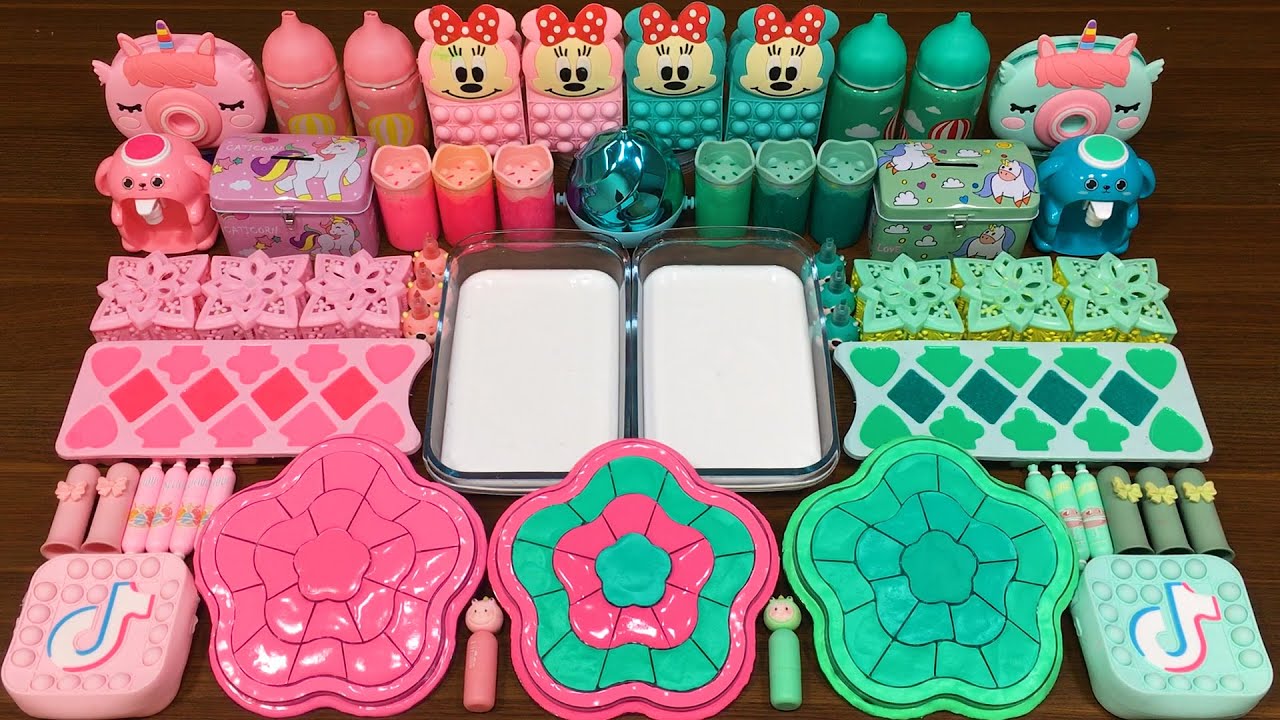 PINK vs MINT !!! Mixing random into GLOSSY slime!!!Satisfying Nastya ...