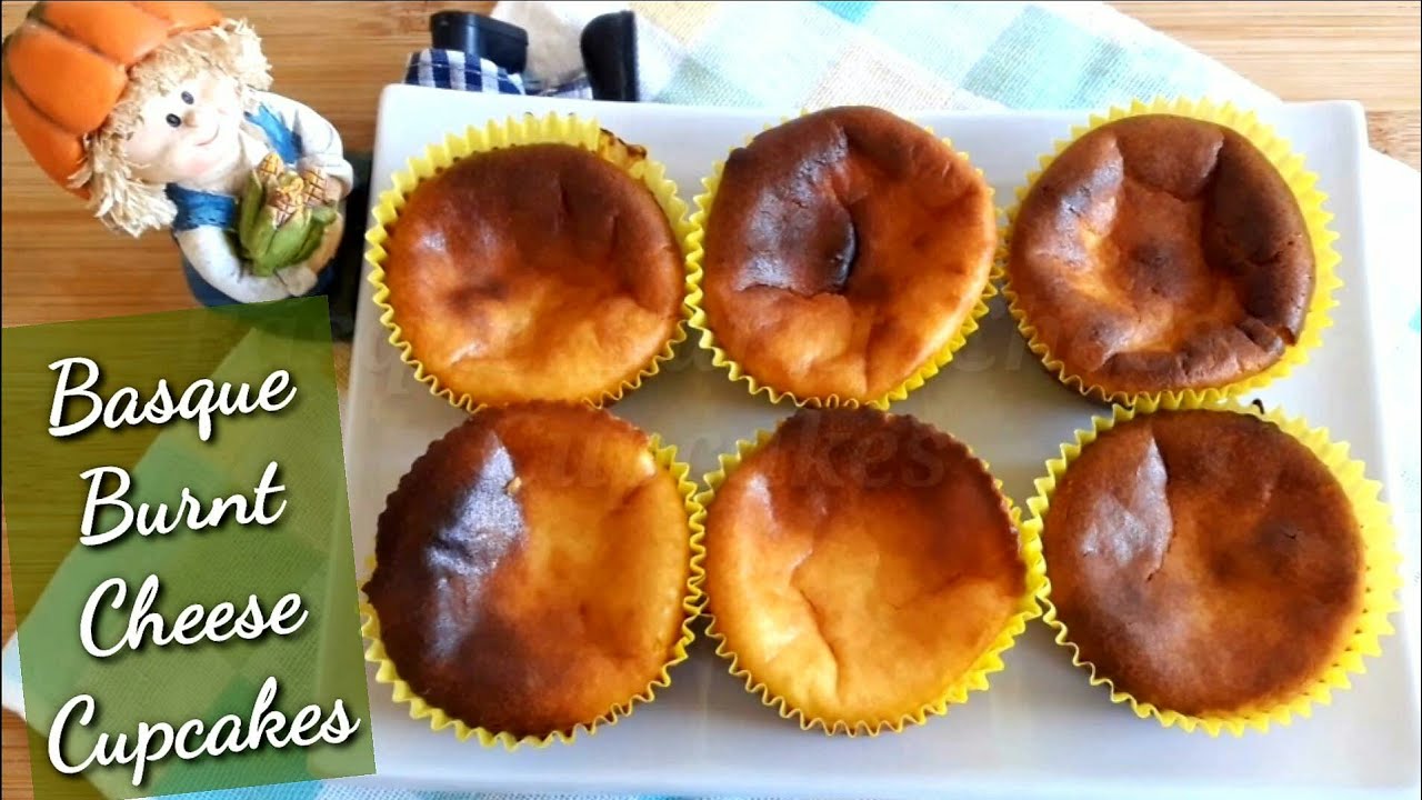 How to Make Basque Burnt Cheese Cupcakes (Mini Burnt Cheese Cake) - YouTube