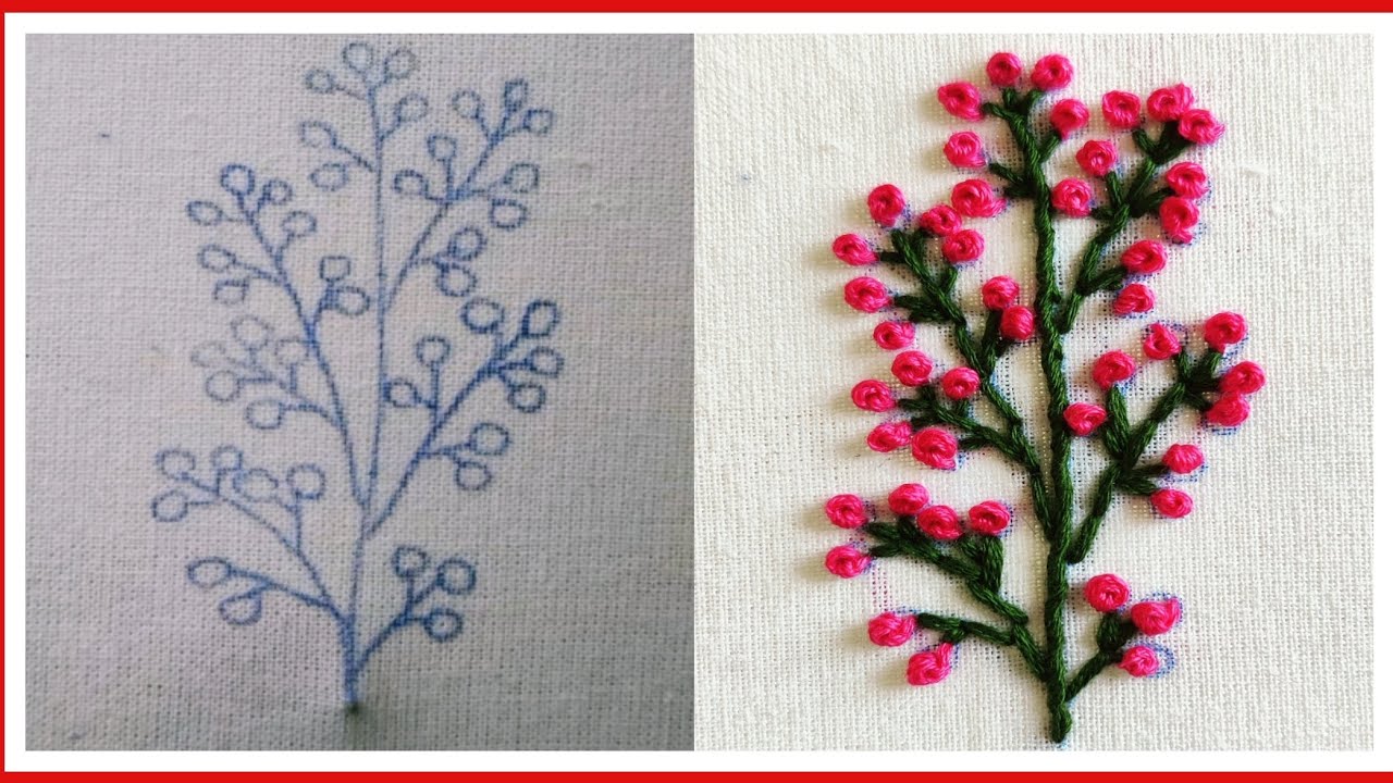 easy hand Embroidery all over flower design tutorial / હાથથી સરળ ભરતકામ ...