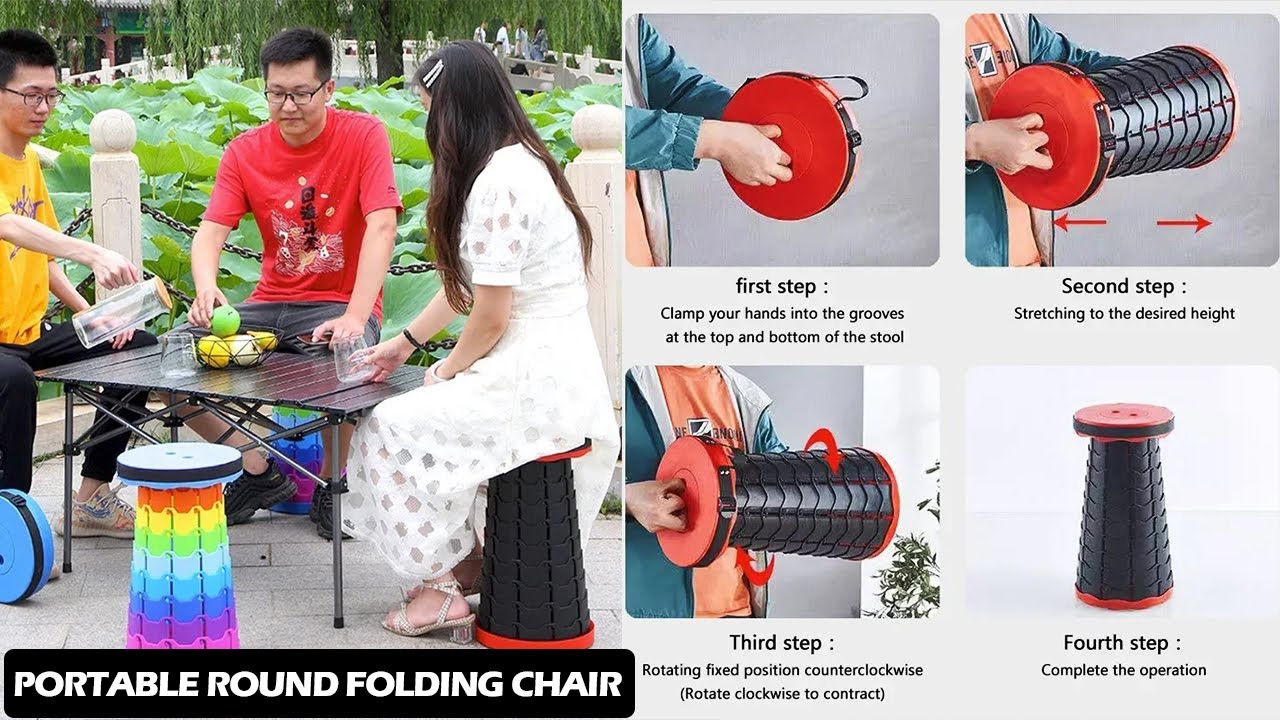 Portable Round Folding Height Adjustment Chair - YouTube