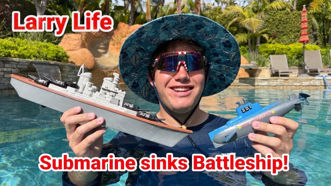 Larry Life Submarine sinks Battleship at the Larry Pool! - YouTube