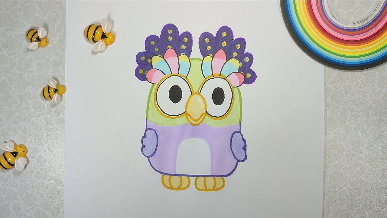 How to draw Chattermax Owl Bluey - YouTube