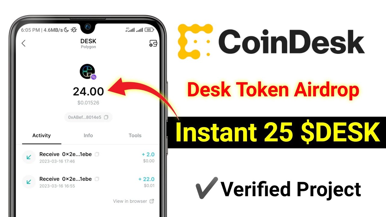 CoinDesk Airdrop || Instant Withdraw 25 $DESK Token || New Airdrop ...