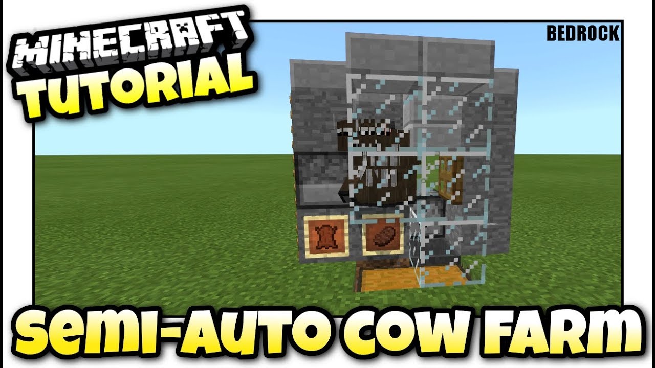 Minecraft Bedrock - SEMI AUTOMATIC COW FARM 🐮 Tutorial 🐮 PS4 , MCPE ...