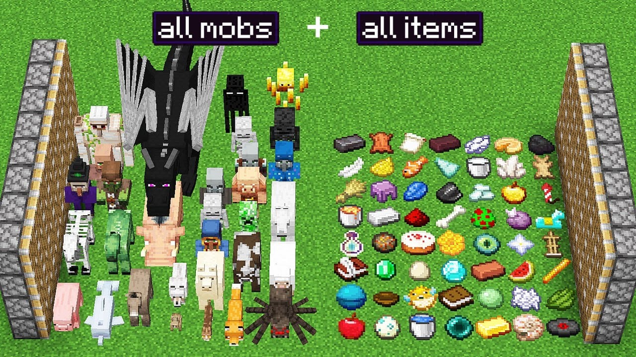 all minecraft mobs + all minecraft items = ??? - YouTube